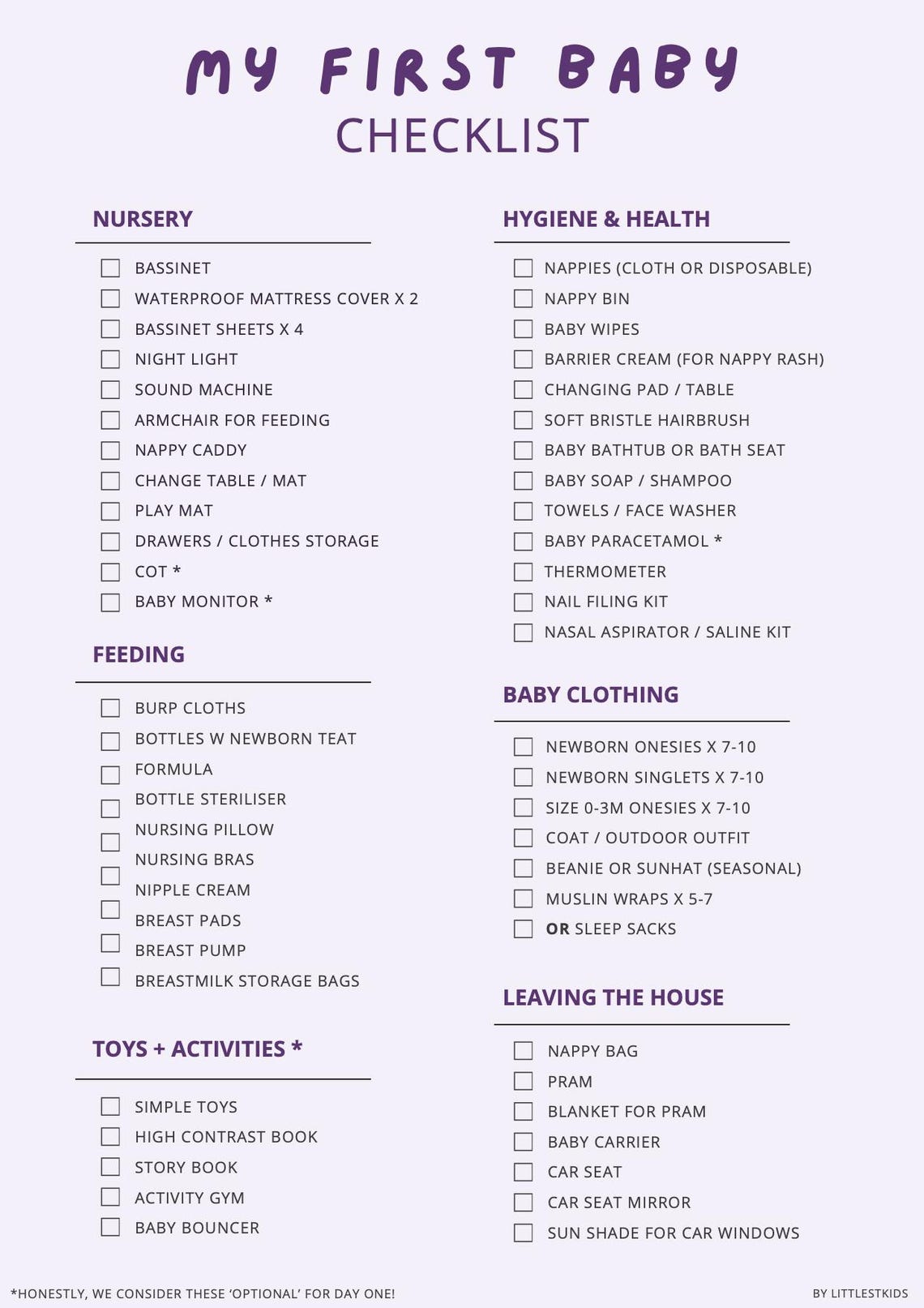 First Baby Checklist - Etsy