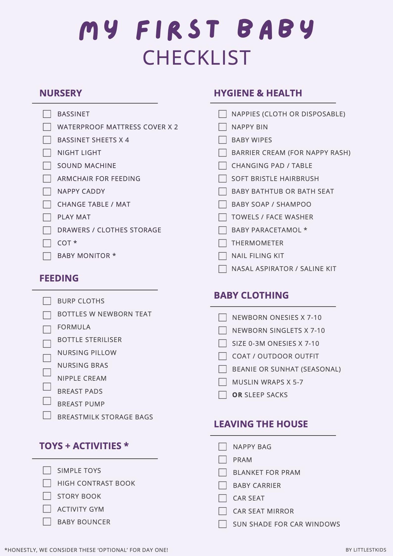 First Baby Checklist - Etsy