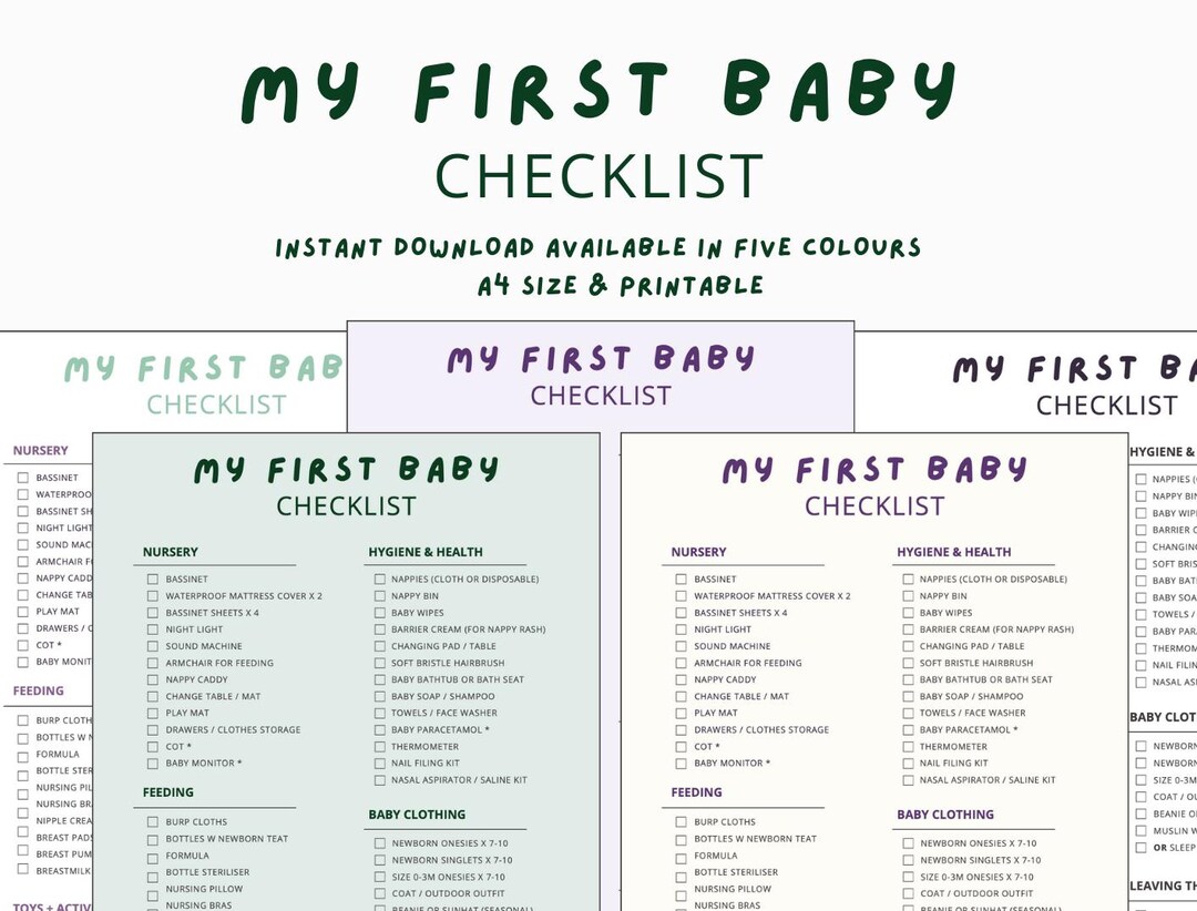 First Baby Checklist - Etsy