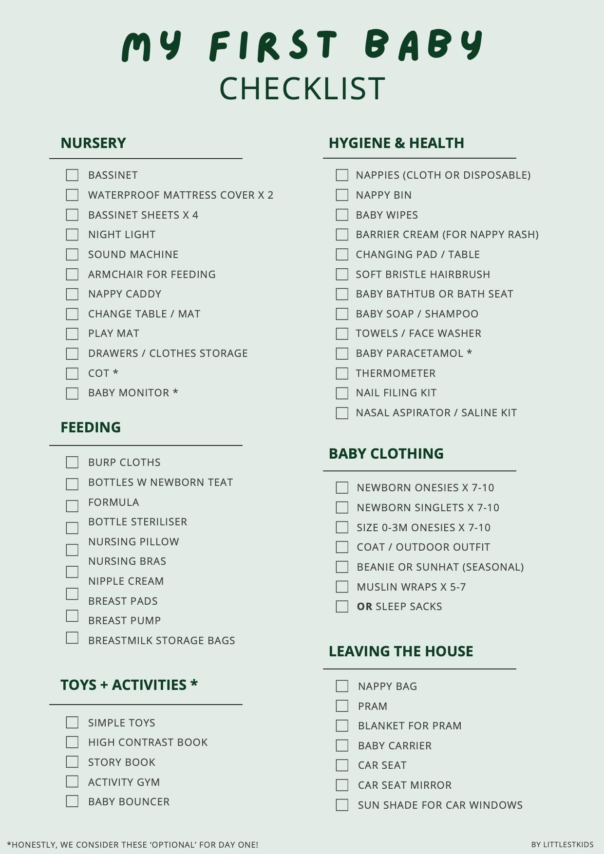 First Baby Checklist - Etsy