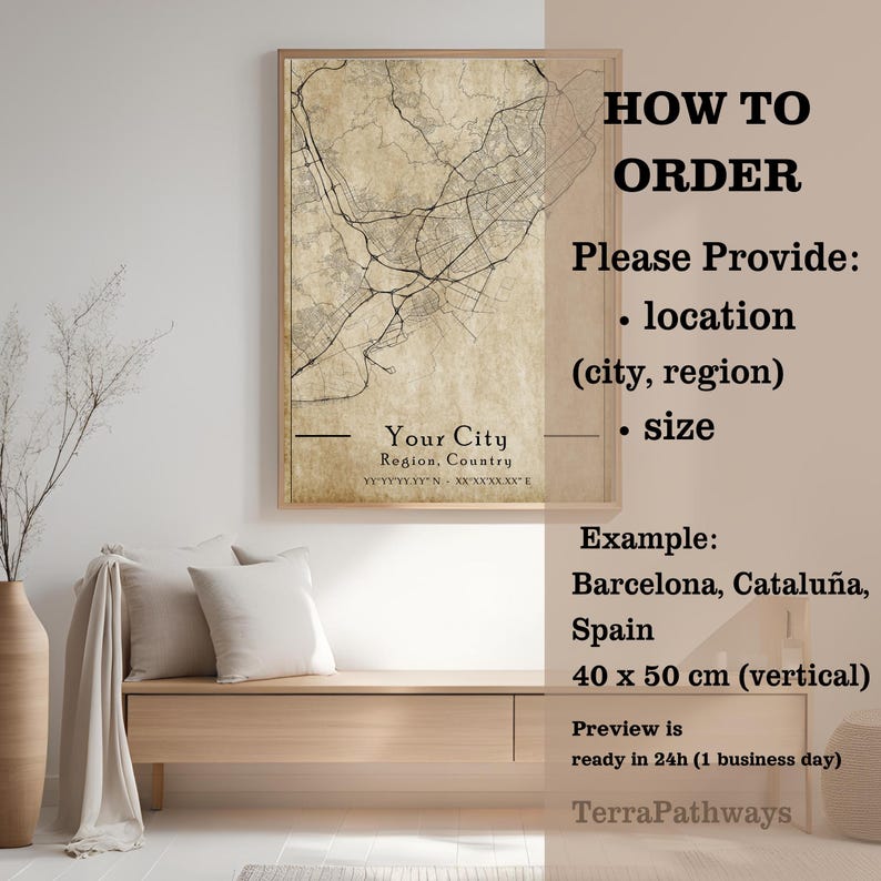 Retro Style Custom City Maps, Custom Street Maps, Ready to Print ...