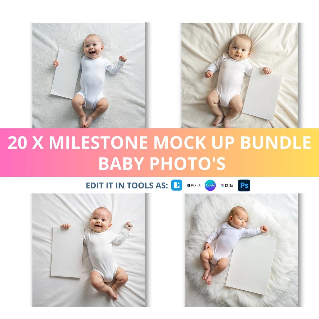 Milestone Card Mockup, Milestone Card Styled Stock Mockup, Infant ...