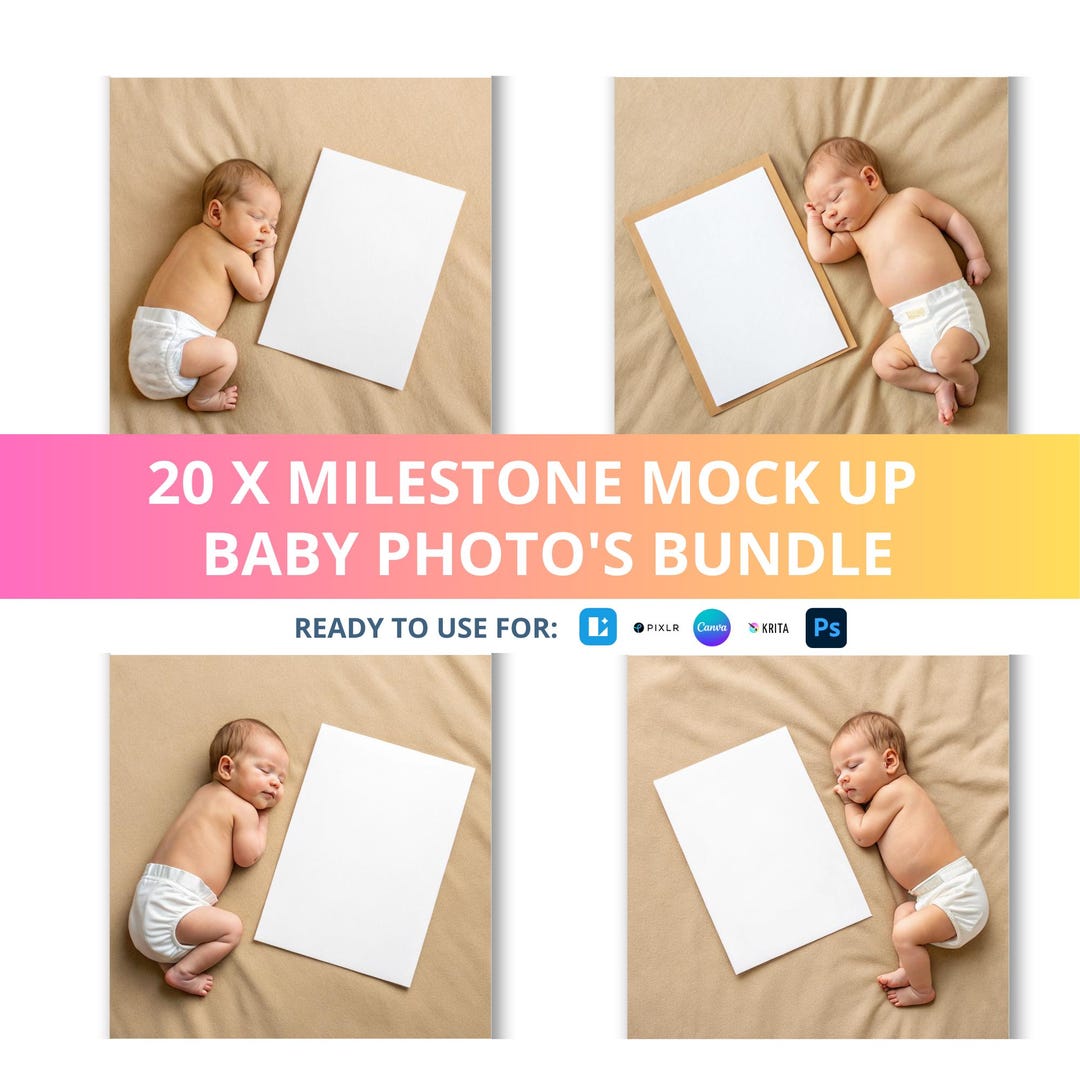 Milestone Card Mockup, Milestone Card Styled Stock Mockup, Infant ...