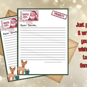 Printable Dear SANTA BLANK LETTER, Santa Letter, Kids Santa Wishlist ...