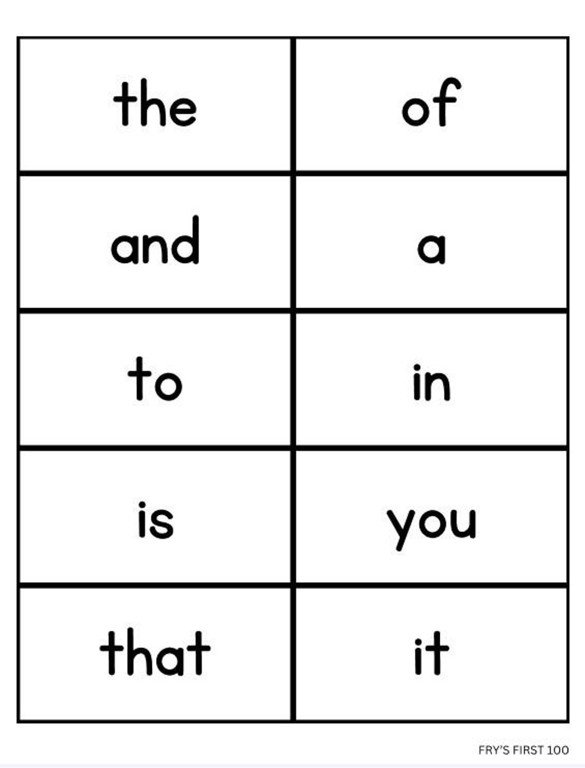 Kindergarten Sight Words, 1st Grade Sight Words, PRINTABLE FRY'S FIRST ...