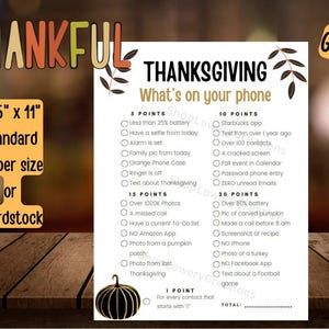 Printable THANKSGIVING GAME, Thanksgiving What's on Your Phone Game ...