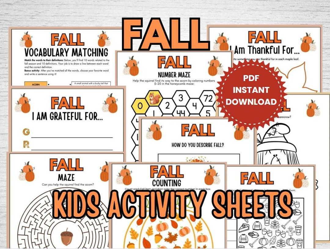 Printable FALL KIDS' ACTIVITY Sheets, Ultimate Kids Thanksgiving ...