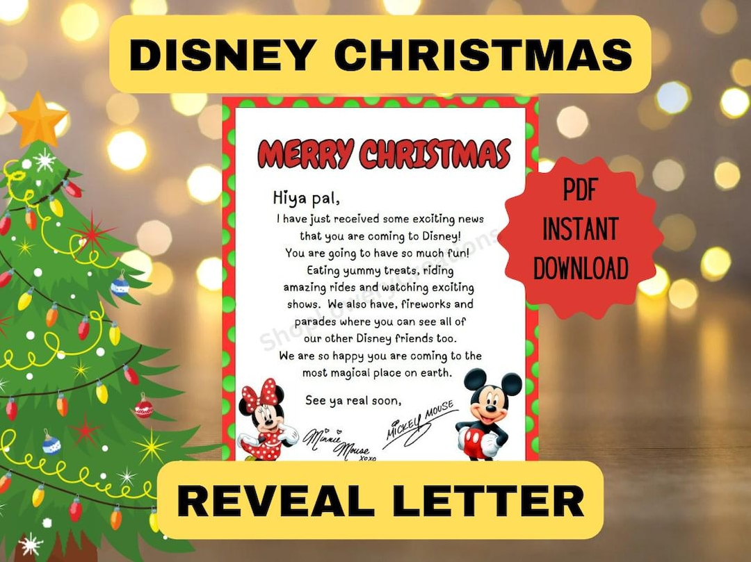 Printable DISNEY CHRISTMAS REVEAL Letter From Mickey Mouse and Minnie ...