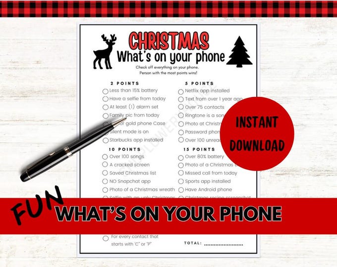 PRINTABLE CHRISTMAS What's on Your Phone GAME, Christmas Game ...