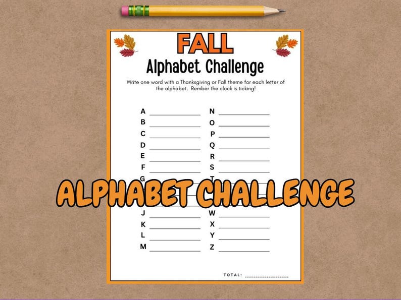 PRINTABLE THANKSGIVING GAME Bundle, Fall Word Scramble, Fall Alphabet ...