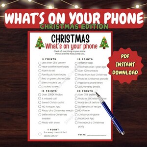 PRINTABLE CHRISTMAS What's on Your Phone GAME, Christmas Game ...