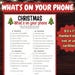 PRINTABLE CHRISTMAS What's on Your Phone GAME, Christmas Game ...