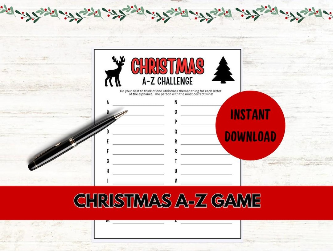 Printable CHRISTMAS A-Z GAME, Christmas Alphabet Challenge, Christmas ...
