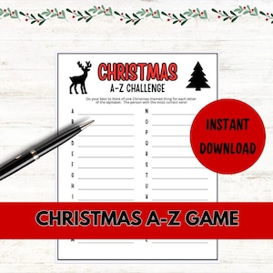 Printable CHRISTMAS A-Z GAME, Christmas Alphabet Challenge, Christmas ...