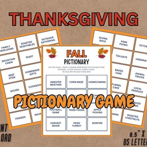PRINTABLE THANKSGIVING PICTIONARY Game, Fall Pictionary Game ...