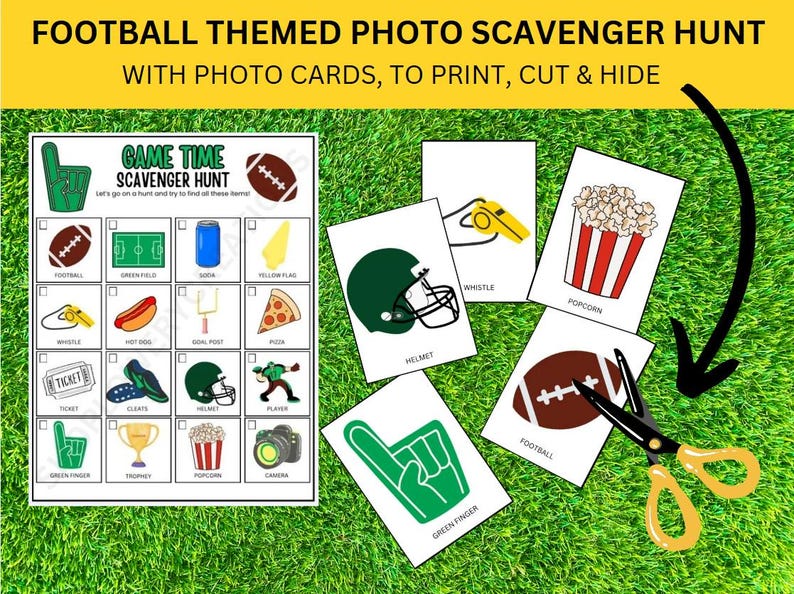 PRINTABLE FOOTBALL SCAVENGER Hunt, Kids Scavenger Hunt, Game Time ...