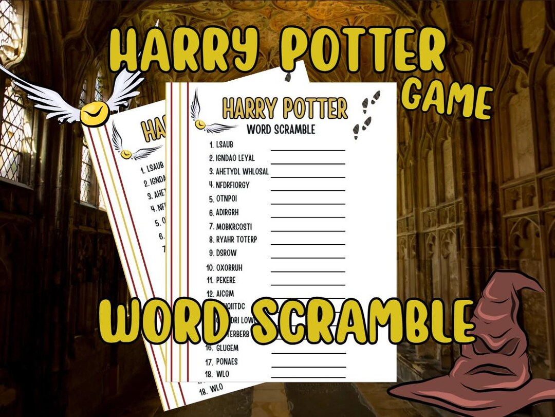 Printable HARRY POTTER GAME, Harry Potter Word Scramble Game, Word ...