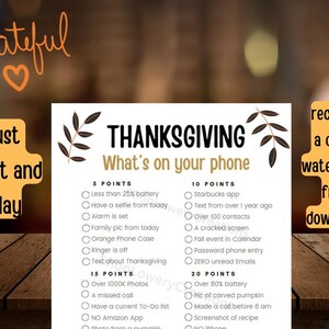 Printable THANKSGIVING GAME, Thanksgiving What's on Your Phone Game ...