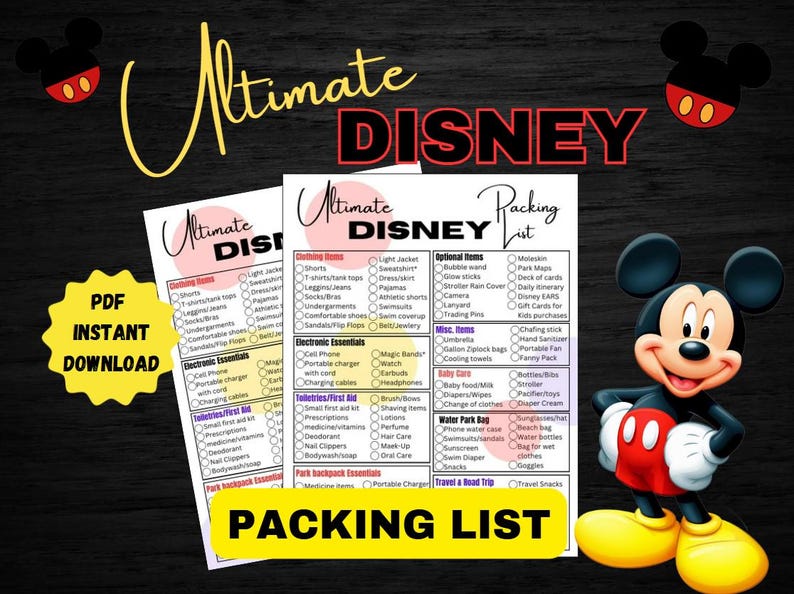Printable DISNEY PACKING GUIDE, Disney Snack List Ideas, Ultimate Packing List for Disney, What ...