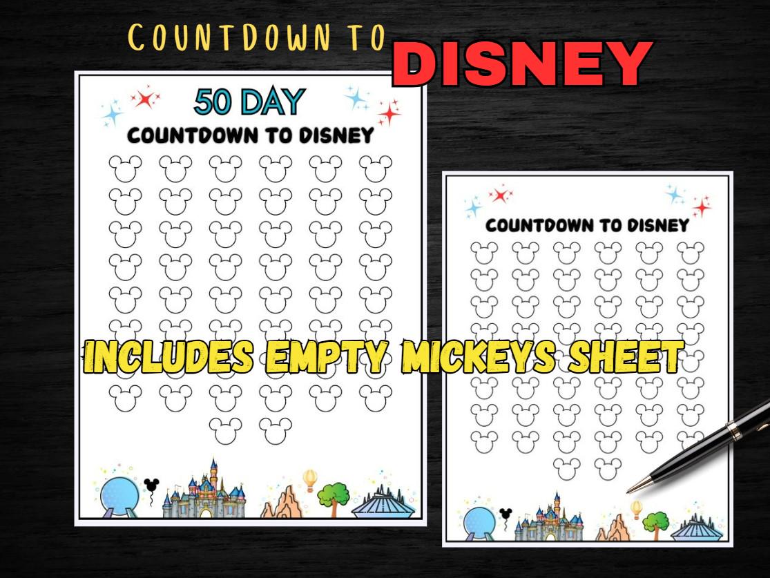 PRINTABLE COUNTDOWN to DISNEY, Disney World Countdown Sheet, Disneyland ...