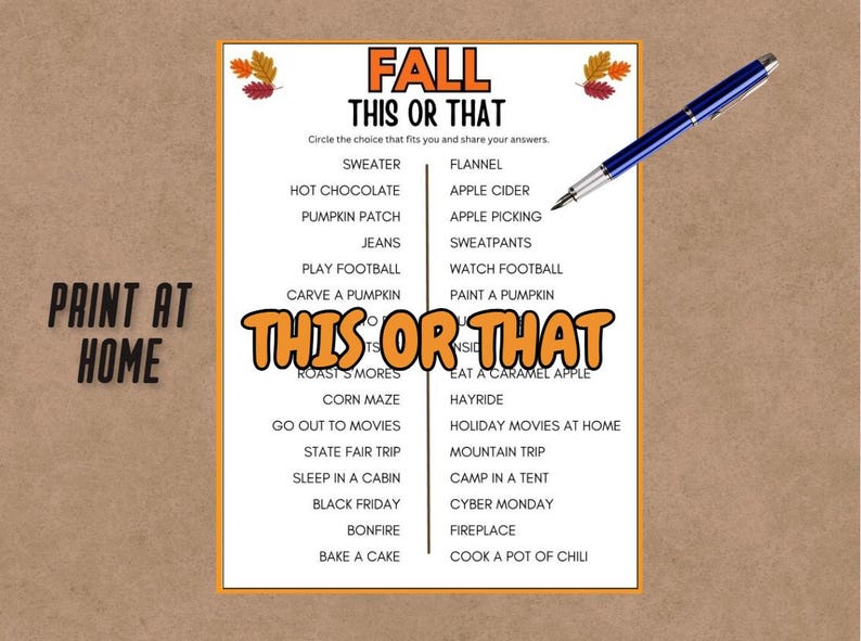 PRINTABLE THANKSGIVING GAMES, What's on Your Phone Fall Edition, Fall ...