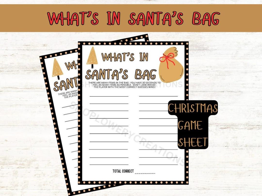 Printable What's in Santa's Bag Game, Christmas Game, Christmas ...