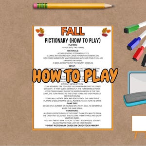 PRINTABLE THANKSGIVING PICTIONARY Game, Fall Pictionary Game ...