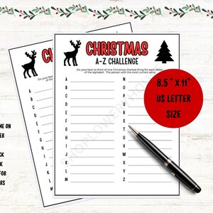 Printable CHRISTMAS A-Z GAME, Christmas Alphabet Challenge, Christmas ...