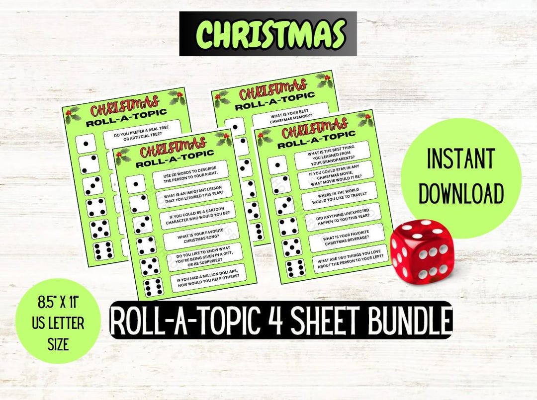 Printable CHRISTMAS ROLL-A-TOPIC Dice Game, Christmas Games ...