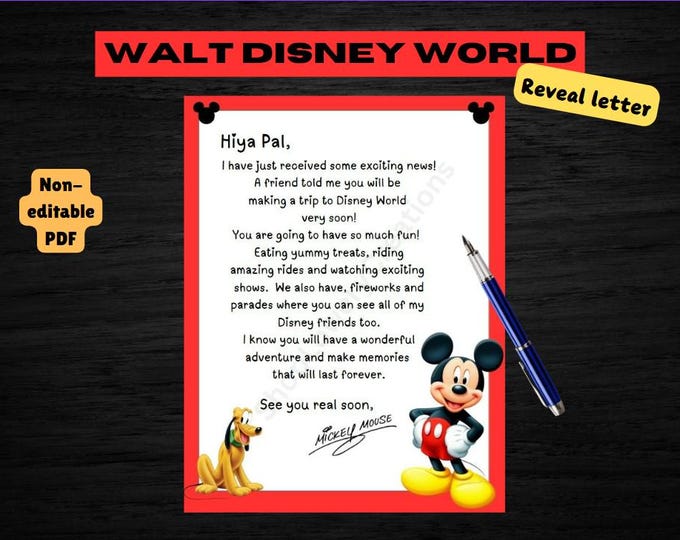 Printable WALT DISNEY WORLD Surprise Revel Letter From Mickey Mouse ...