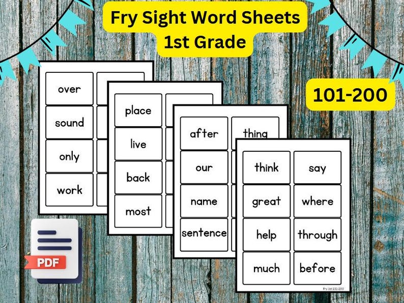 Printable 600 FRY SIGHT WORDS, 78 Sheets of Kindergarten to 5th Grade ...