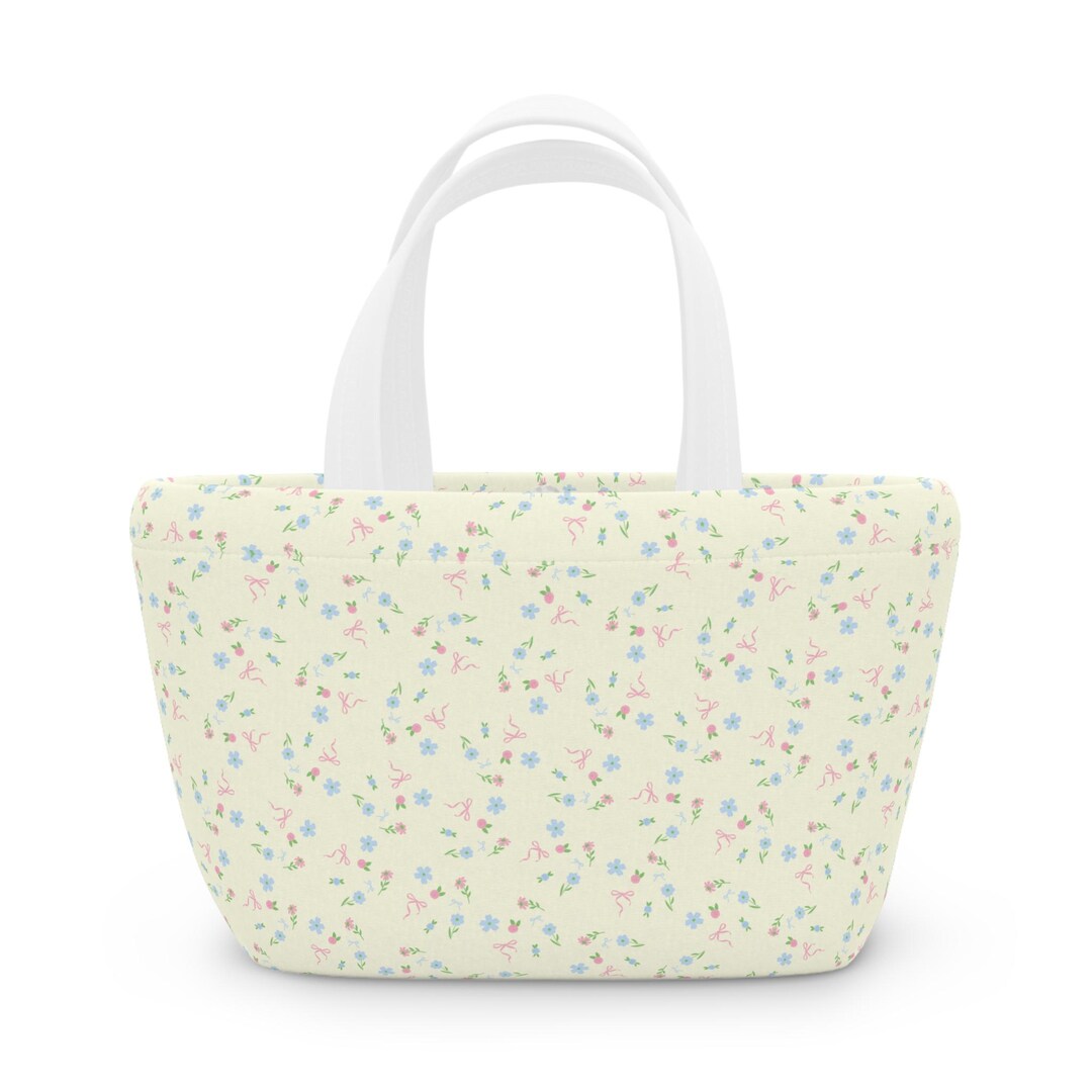 Butter Yellow Cottage Floral Bag Waterproof Neoprene Lunchette ...