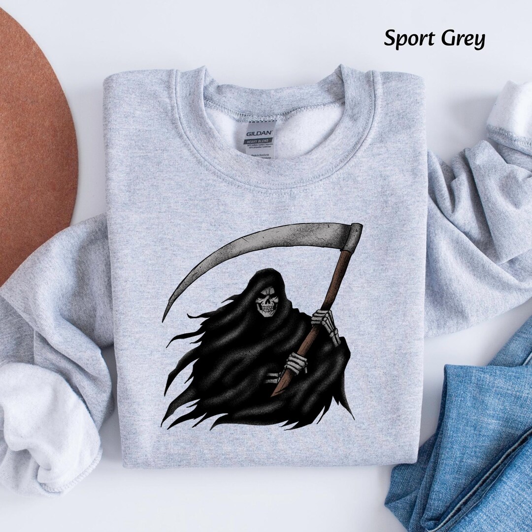 Grim Reaper Halloween Sweatshirt, Spooky Season Azrael Sweater - Etsy