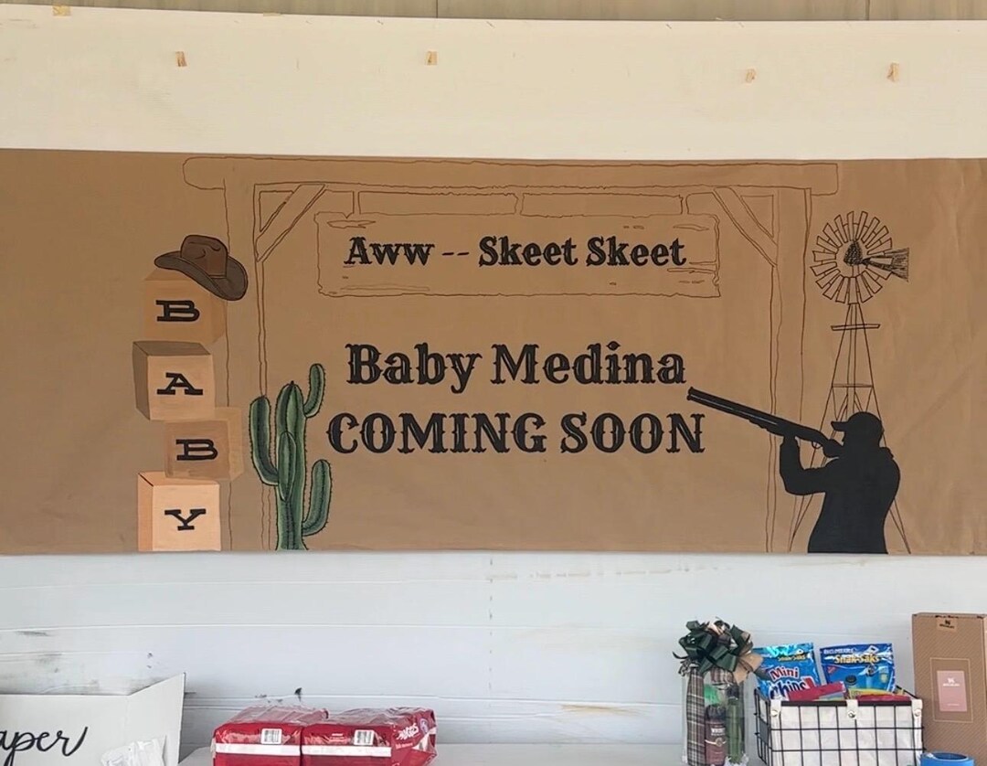 Custom Hand-painted Party Banner, Skeet Shoot Party, Kraft Paper Banner ...