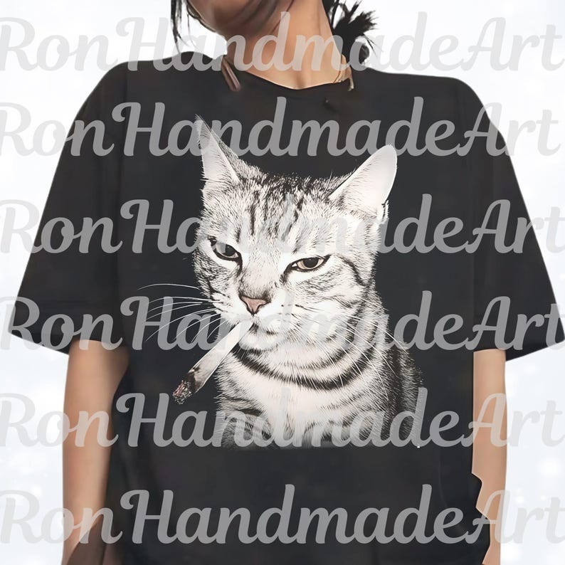 Vintage Smoking Cat Meme SVG, Cigarette Cat PNG, Stupid Brainrot Cat ...