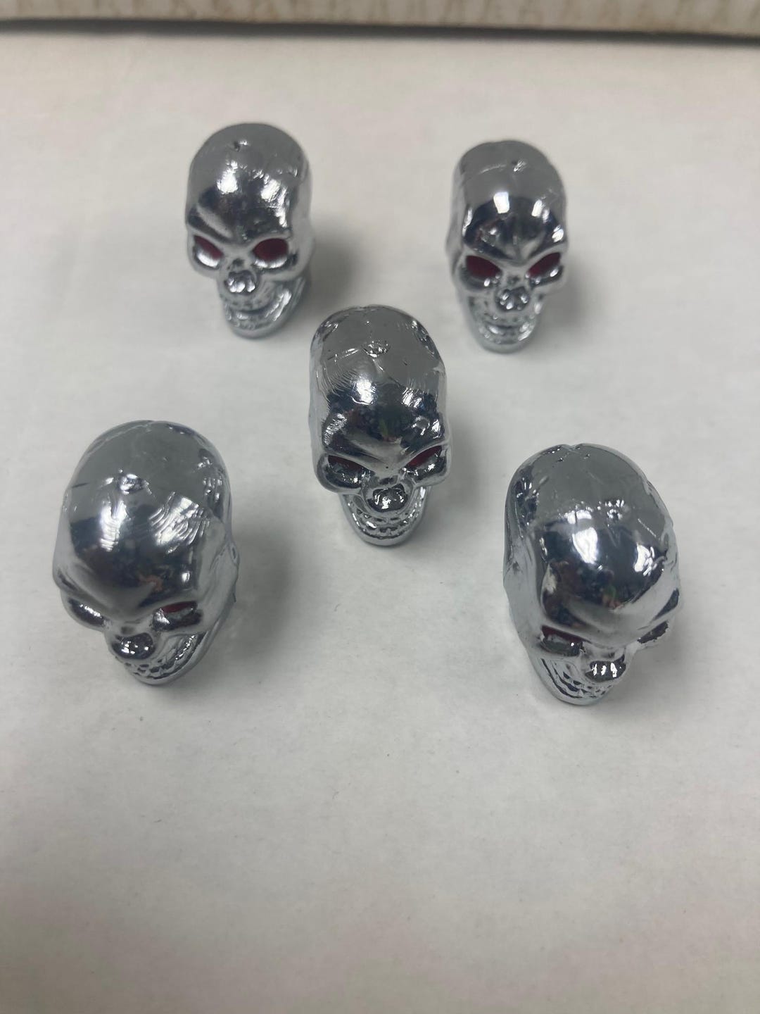 7 Chrome Skull Valve Stem Caps With License Plate Screws - Etsy