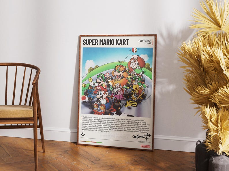 Super Mario Kart Digital Download - Retro SNES Art Print, 90s Video ...
