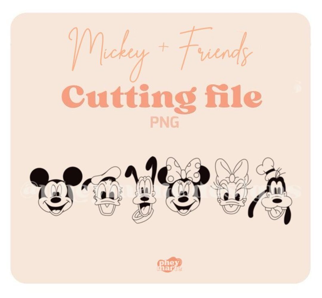 Mickey and Friends PNG Cut File Hand-drawn Design Mickey Mouse and ...