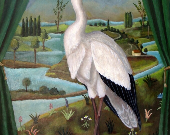 Old World Stork Fine Art Print - Etsy