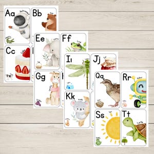 Preschool Alphabet Flashcards A-Z | Cute Animal ABC Cards | Printable ...