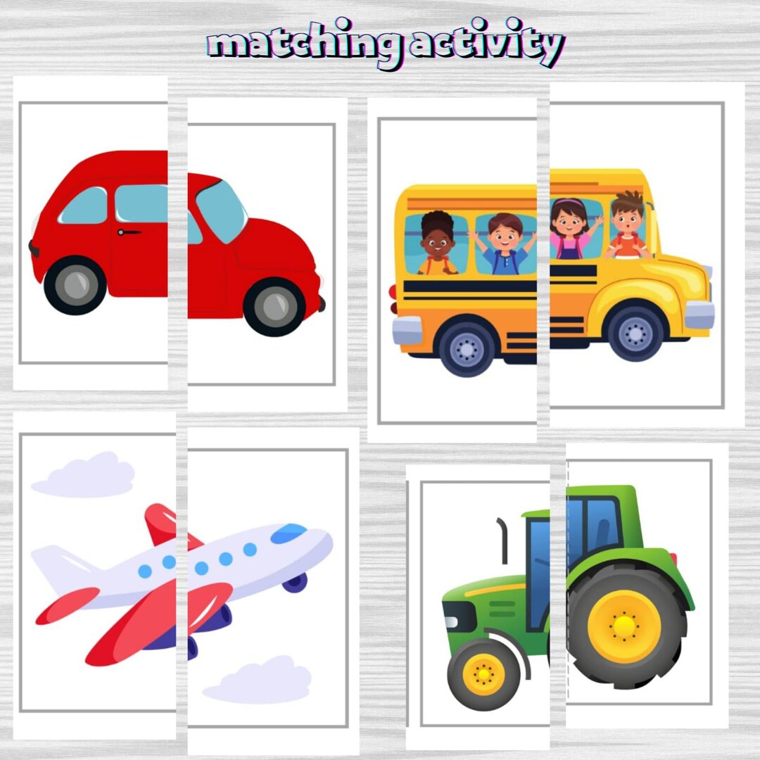 Transportation Matching Puzzle for Kids Fun and Educational Vehicle ...