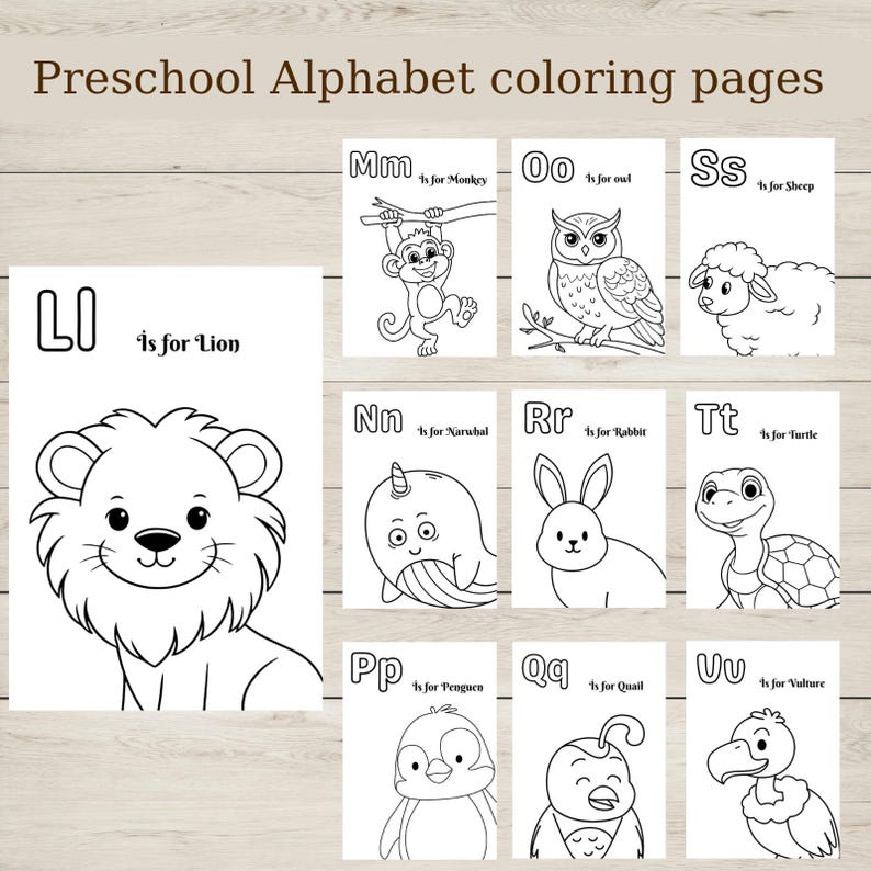 A-Z Preschool Alphabet Coloring Pages | Fun Animal Letters Tracing ...