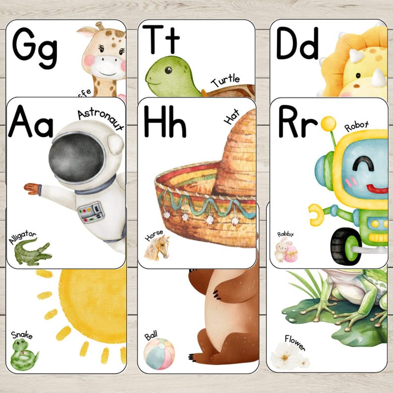 Preschool Alphabet Flashcards A-Z | Cute Animal ABC Cards | Printable ...