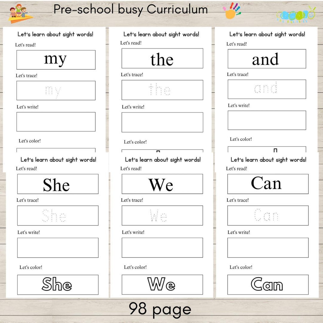Preschool Sight Words Activity Worksheets - Tracing, Writing & Coloring ...