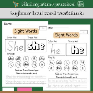 Printable Sight Words, Kindergarten Sight Word Worksheets, Preschool ...