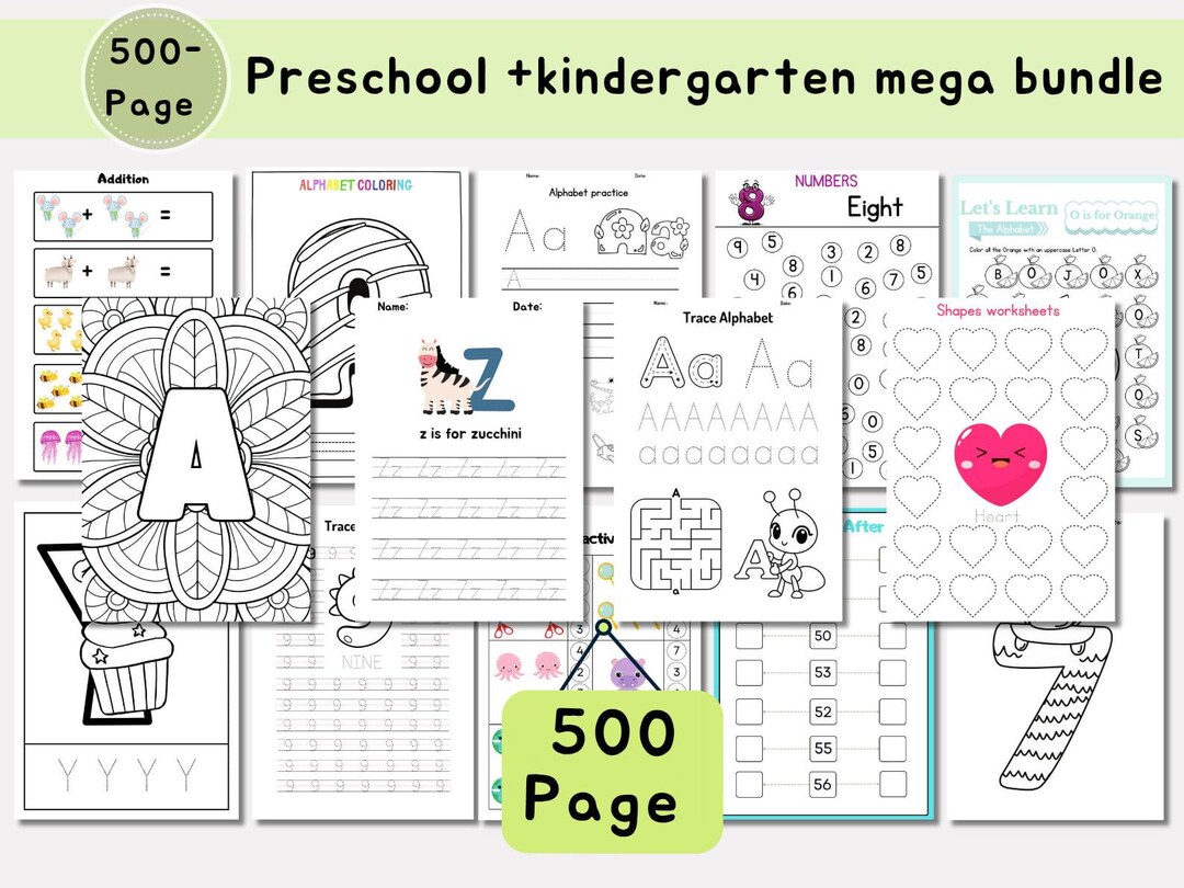 Preschool Pre-k + Kindergarten Learning Bundle, +500 Pages,activity ...