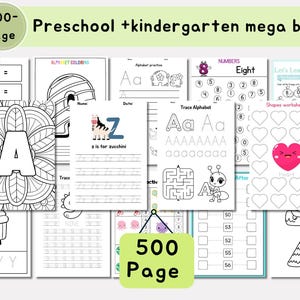 Preschool Pre-k + Kindergarten Learning Bundle, +500 Pages,activity ...