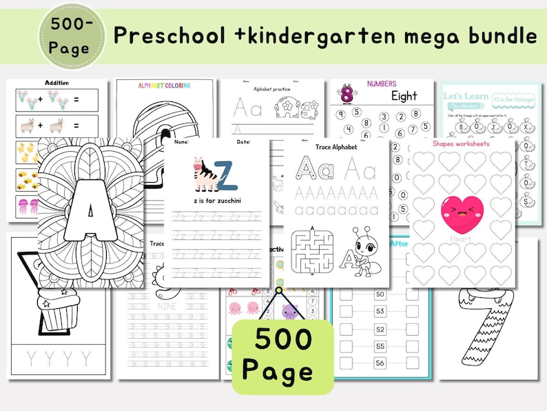 Preschool Pre-k + Kindergarten Learning Bundle, +500 Pages,activity ...
