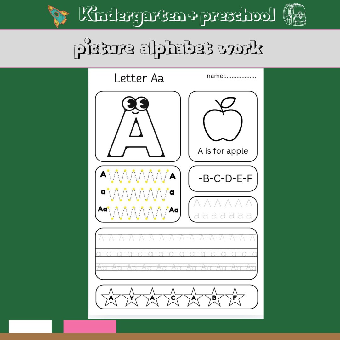 26 Alphabet Worksheet, Upper and Lowercase, Kindergarten, Preschool ...