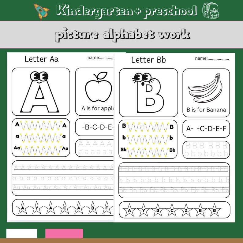 26 Alphabet Worksheet, Upper and Lowercase, Kindergarten, Preschool ...